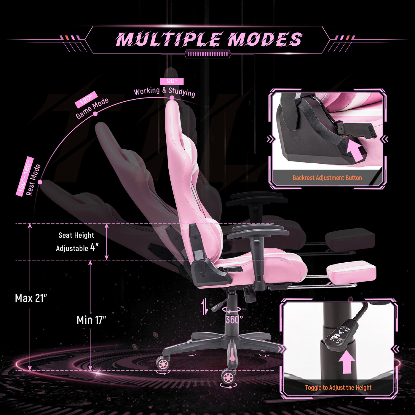 AA Products Gaming Chair Ergonomic High Back Computer Racing Chair ...