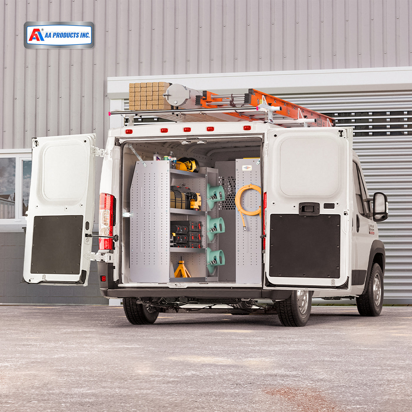 AA Products Model SH-4604-T3 Steel Low/Mid/High Roof Van Shelving Stor ...
