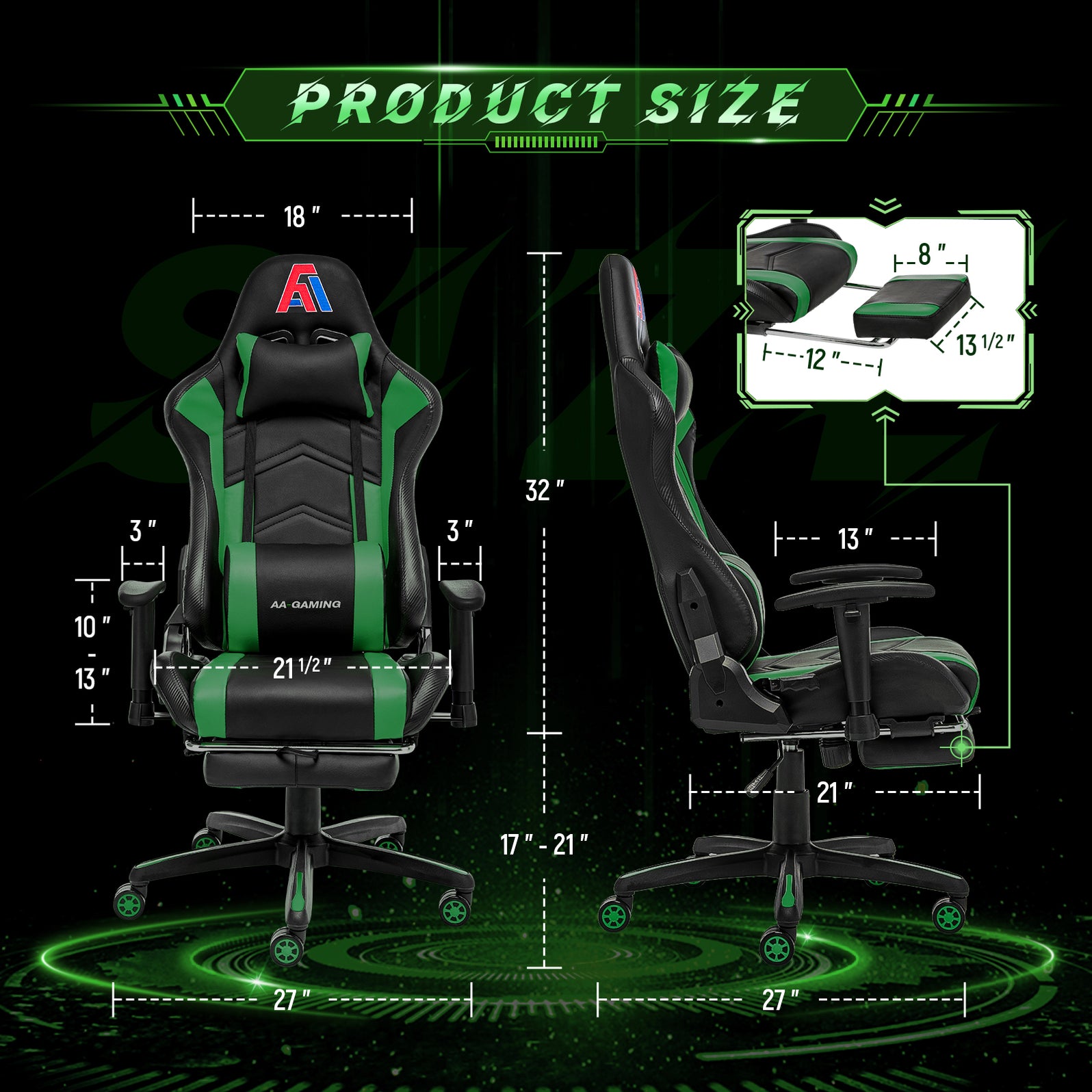 AA Products Gaming Chair High Back Ergonomic Computer Racing Chair ...