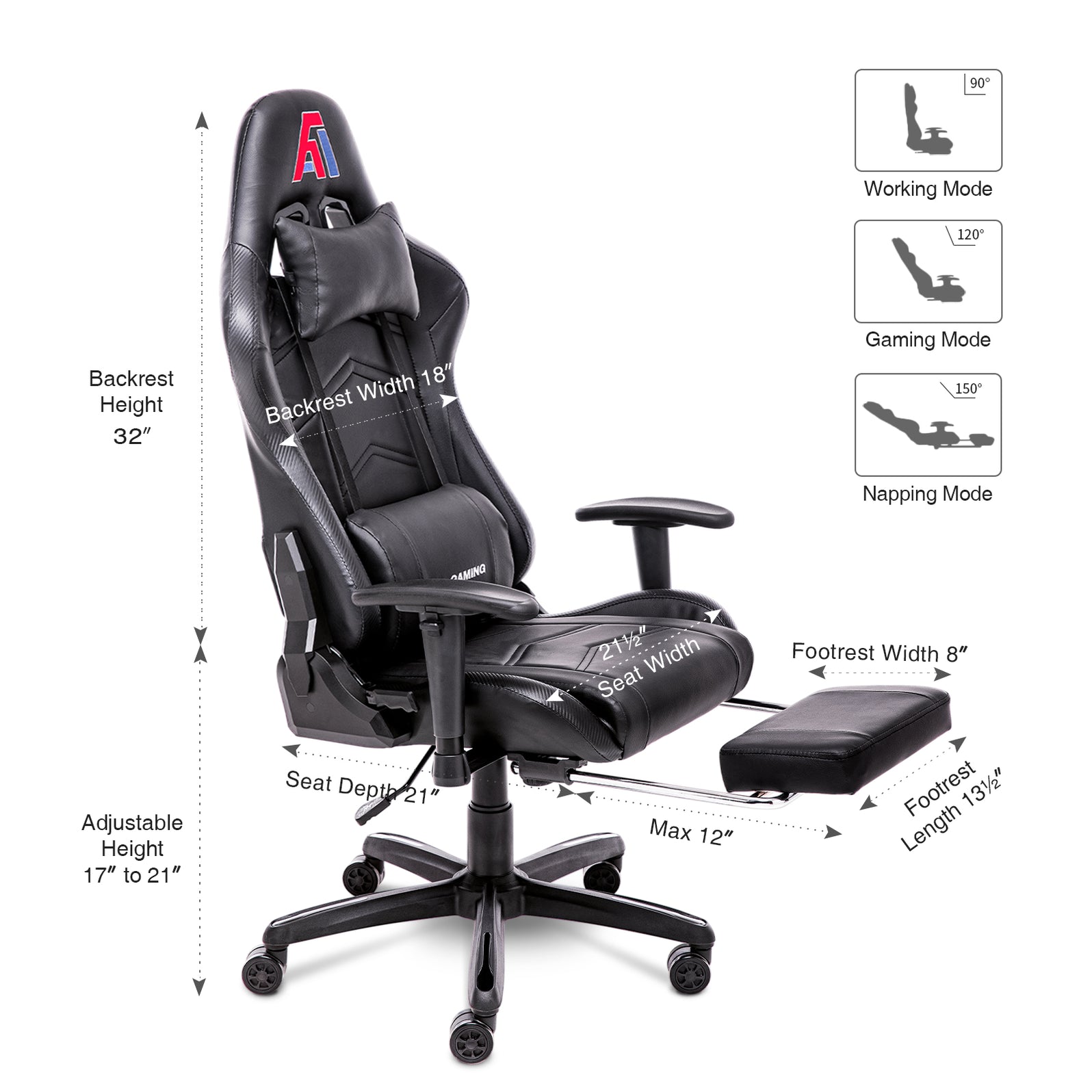 AA Products Gaming Chair Ergonomic High Back Computer Racing Chair ...