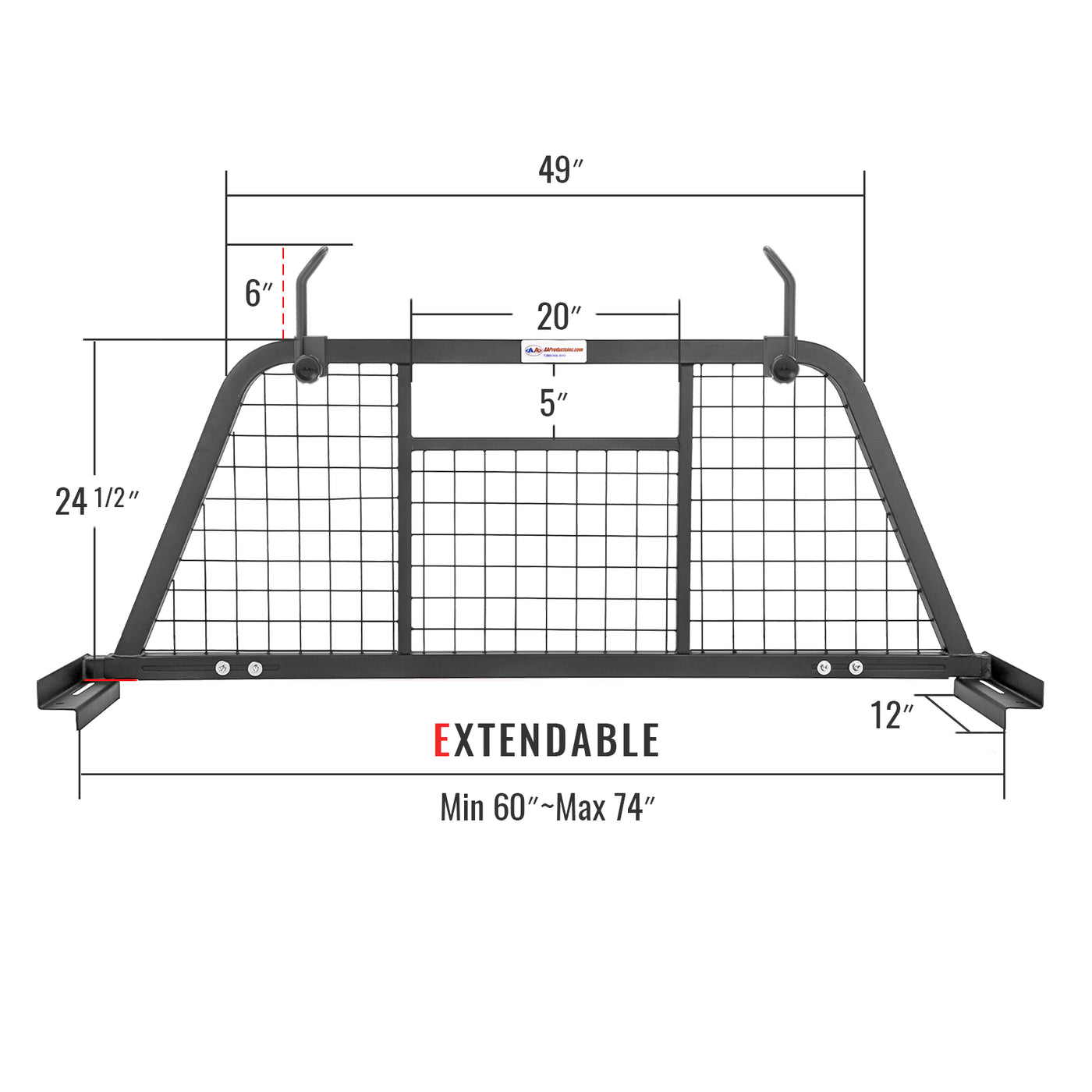 AA-Racks Universal Headache Rack Adjustable Back Rack Rear Window Cab ...