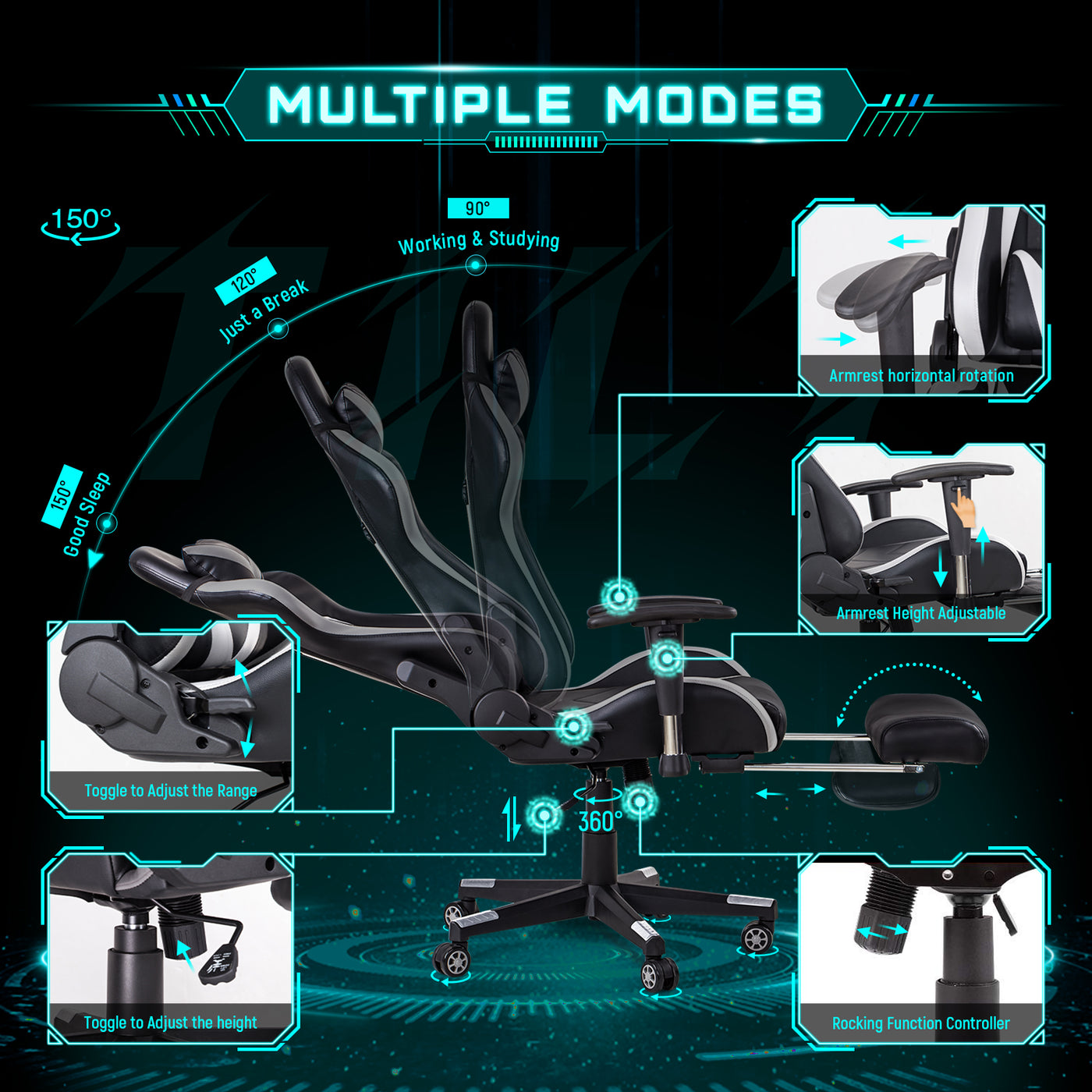 AA Products Gaming Chair High Back Ergonomic Computer Racing Chair ...