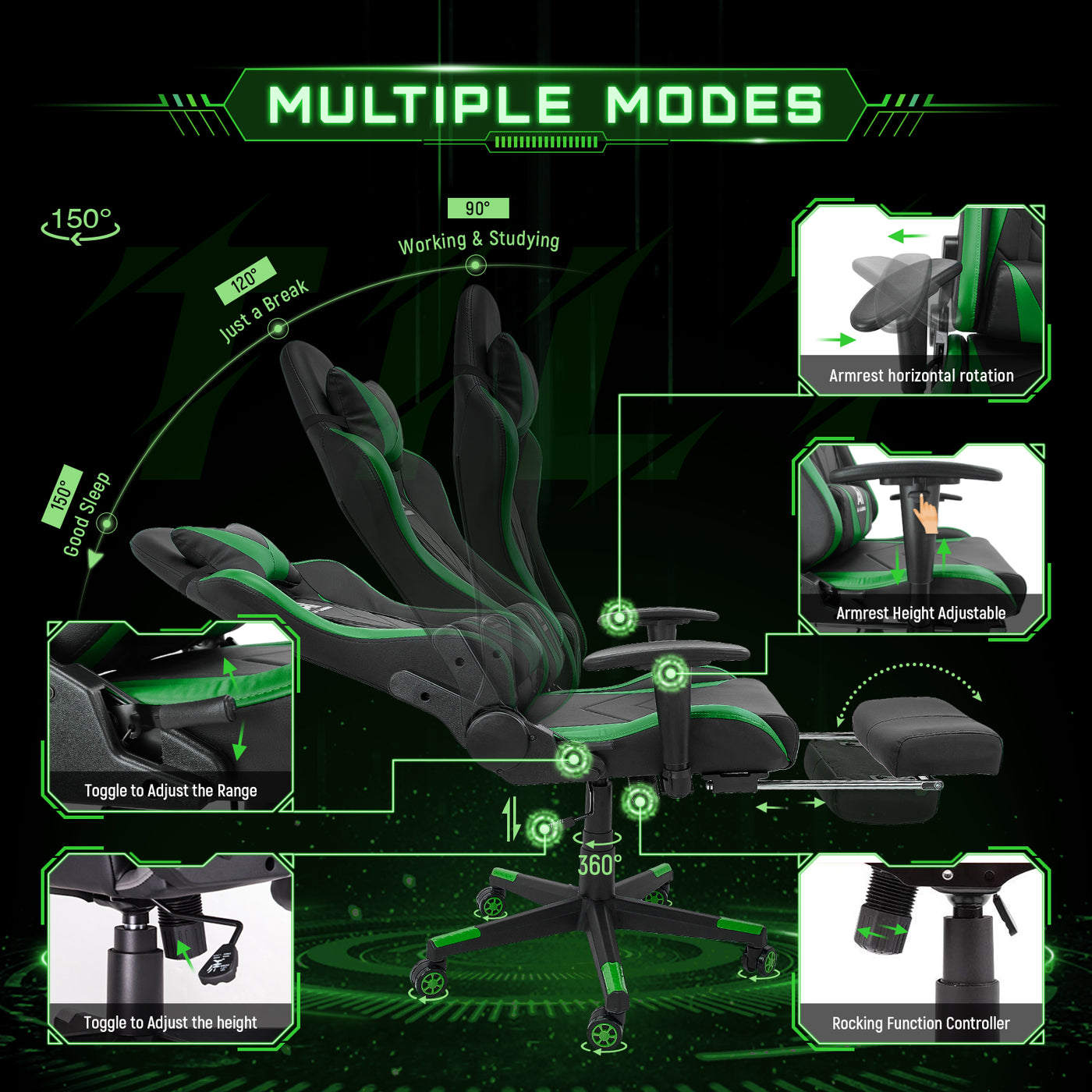 AA Products Gaming Chair High Back Ergonomic Computer Racing Chair ...