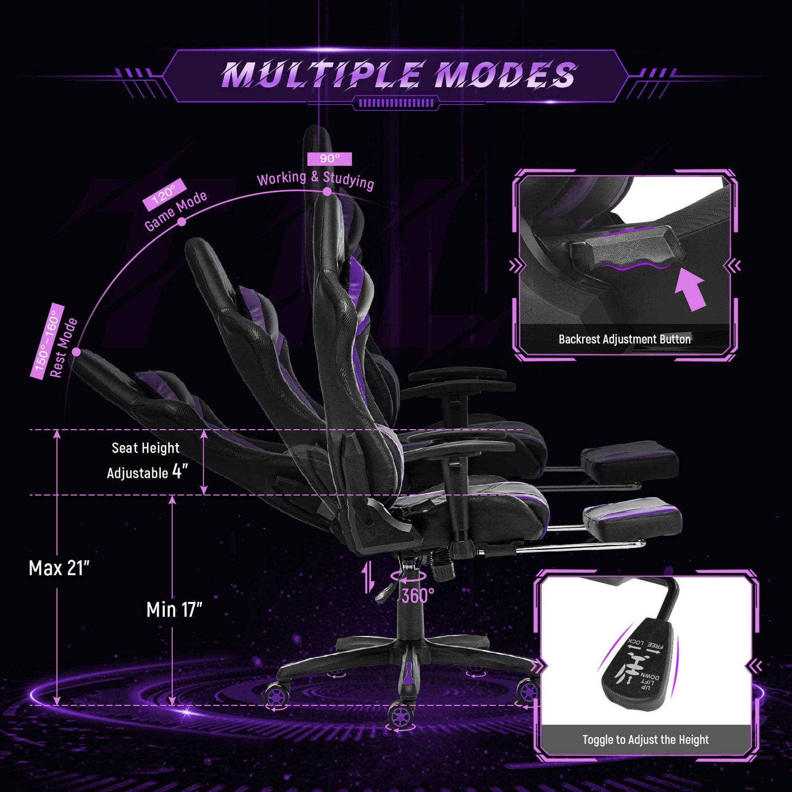 AA Products Gaming Chair High Back Ergonomic Computer Racing Chair ...