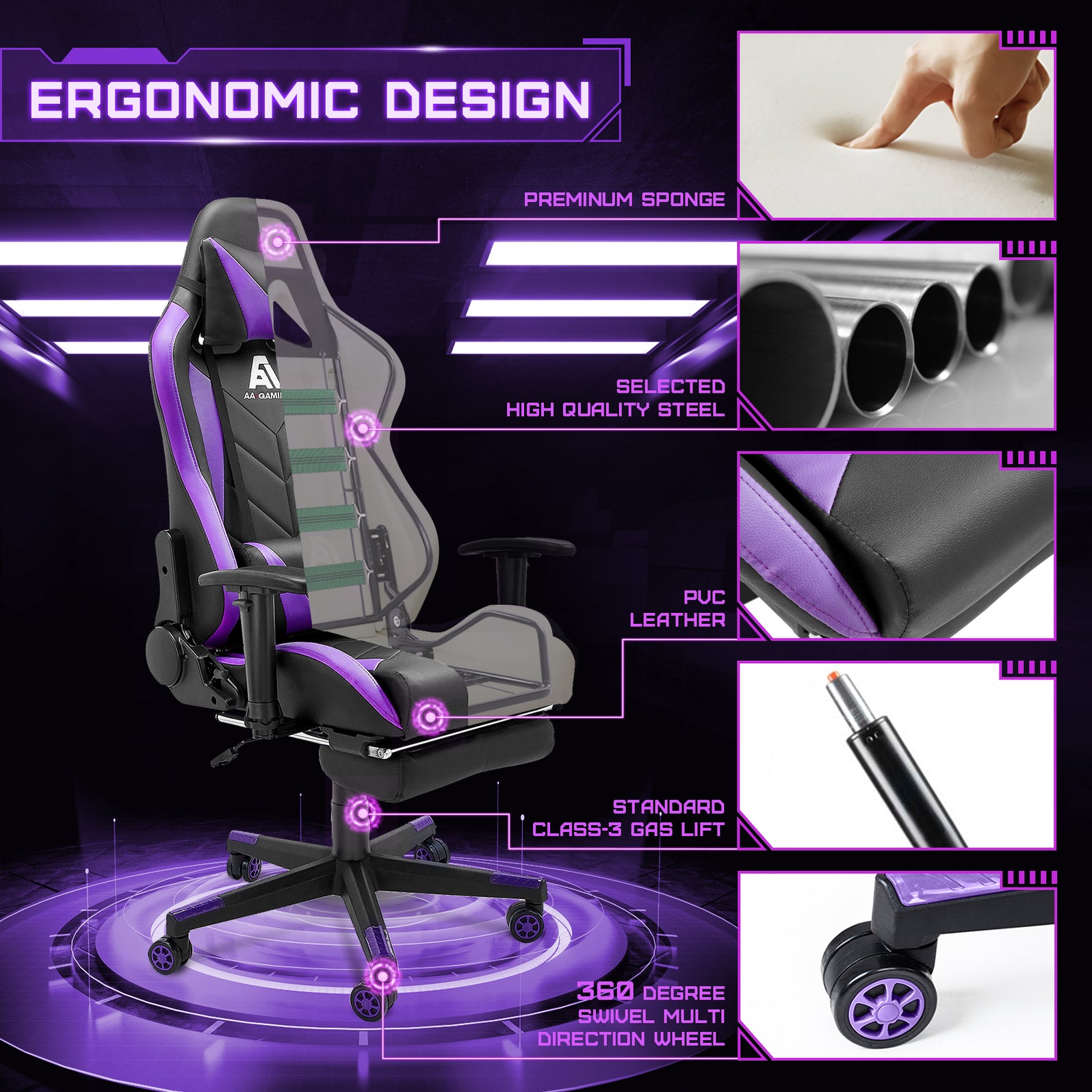 AA Products Gaming Chair High Back Ergonomic Computer Racing Chair ...