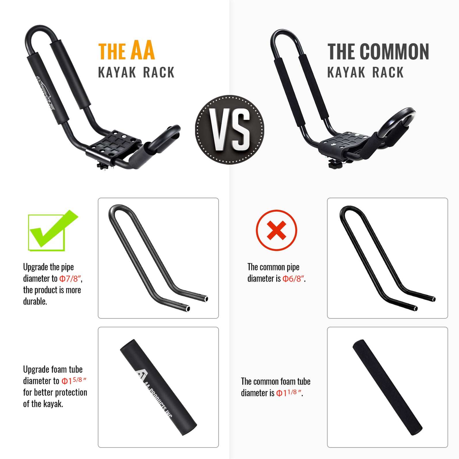 AA-Racks Universal Kayak J-Rack Roof Racks– AA Products Inc