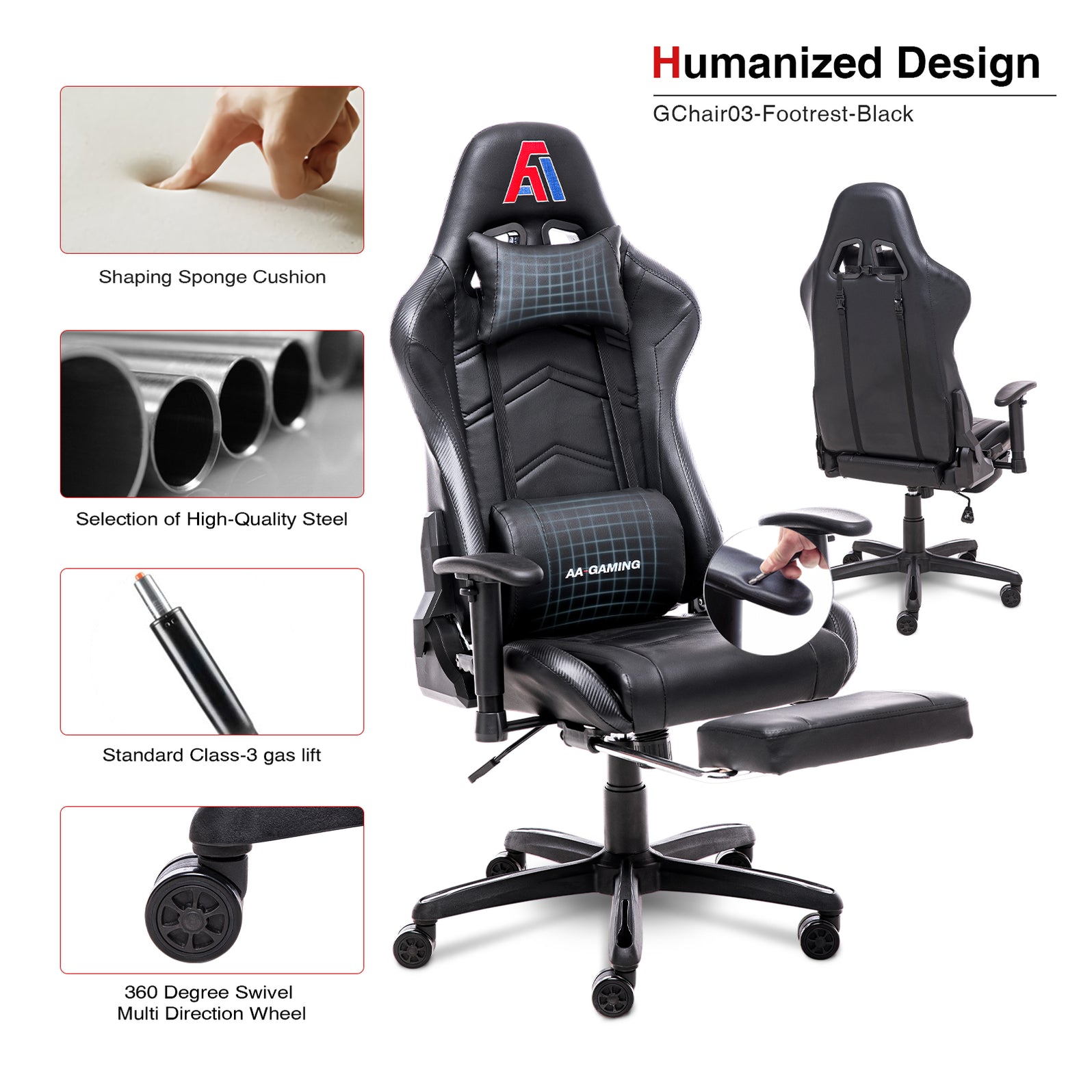 AA Products Gaming Chair Ergonomic High Back Computer Racing Chair ...