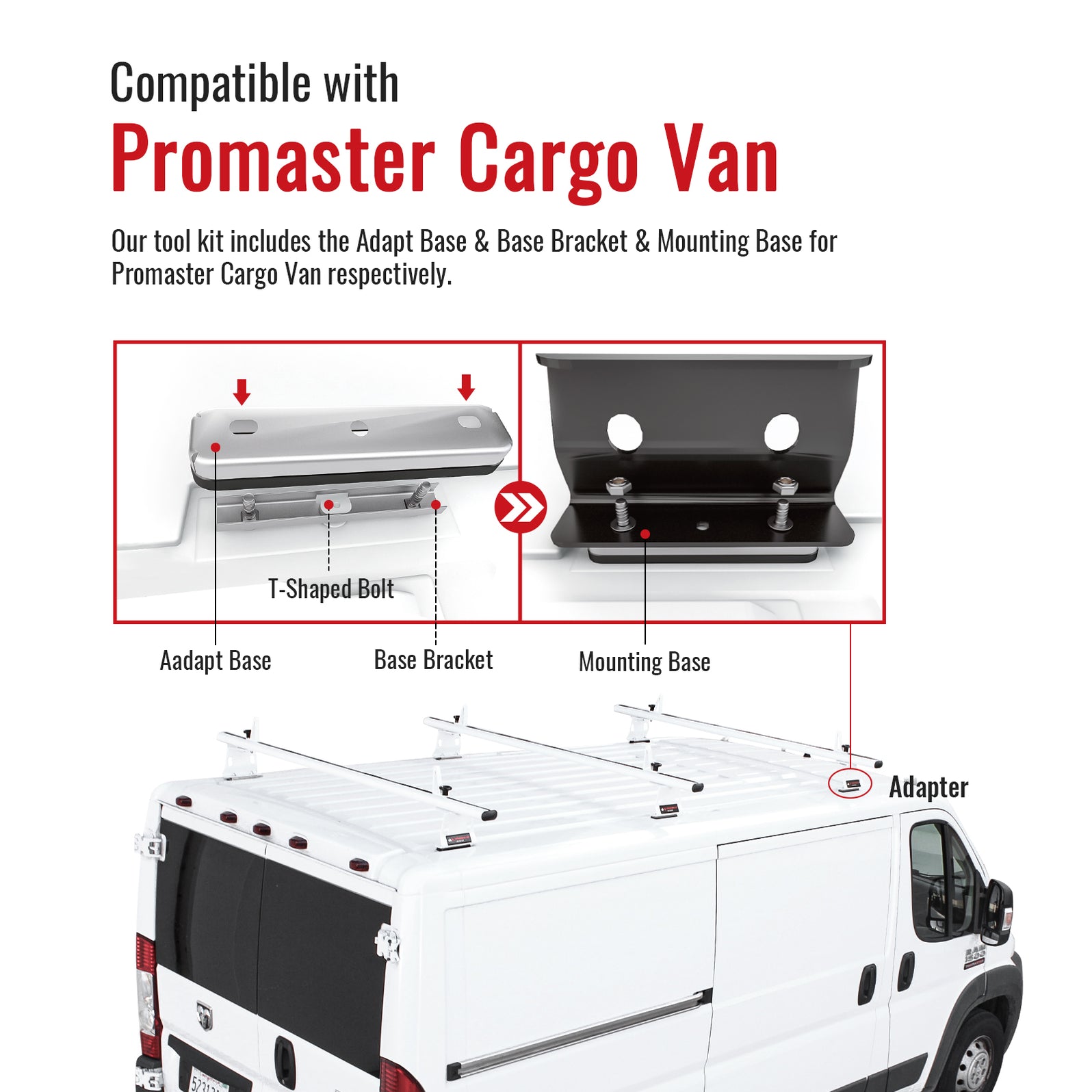 AA Racks Model AX302 Aluminum Van Ladder Roof Rack System Fits for 2013 ...